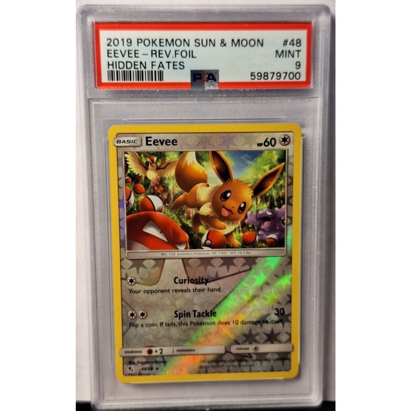 Other | 219 Eevee Sun Moon 49 Reverse Foil Hidden Fates Psa 9 Pokemon ...